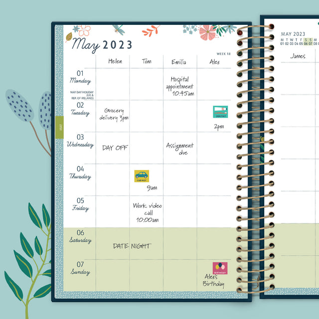 2022 - 2023 Boxclever Press Family Life Book Diary I 7 columns per day