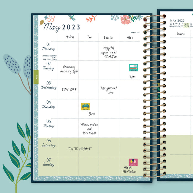 2022 - 2023 Boxclever Press Family Life Book Diary I 7 columns per day